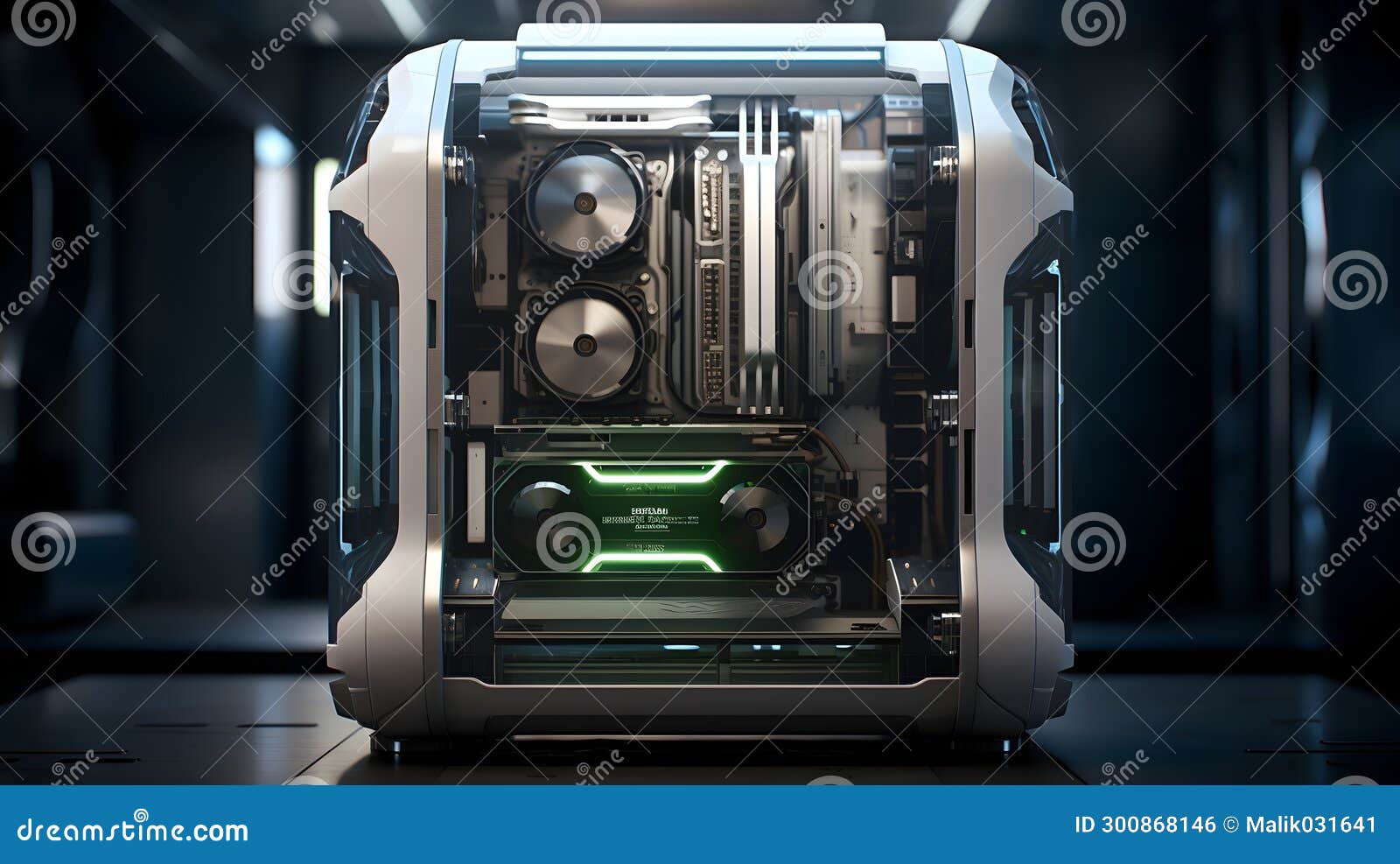 A Futuristic PC Case with Tempered Glass Panels Stock Illustration ...