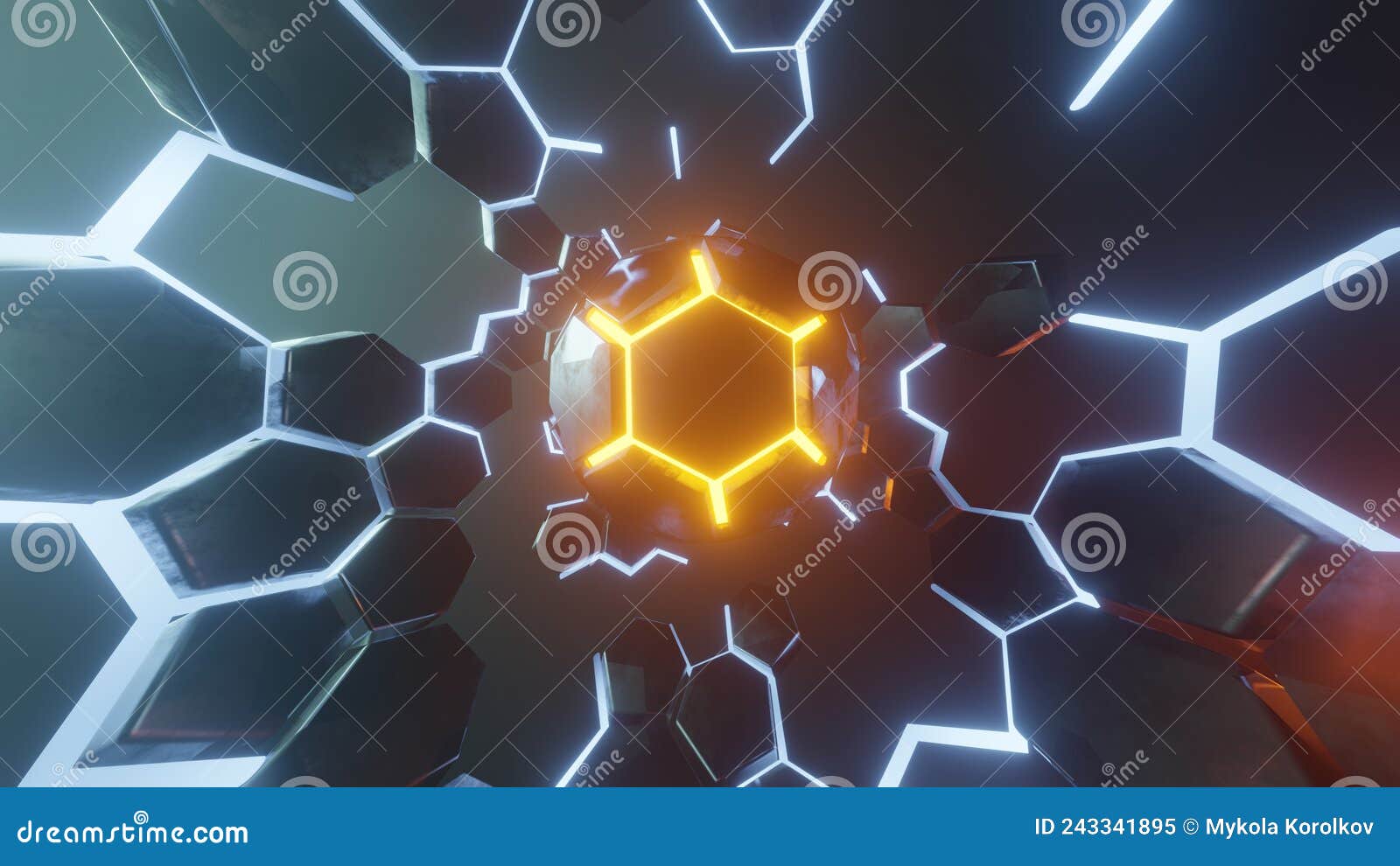 Futuristic Physics Atomic Core. Abstract Geometry Sphere 3d Render ...