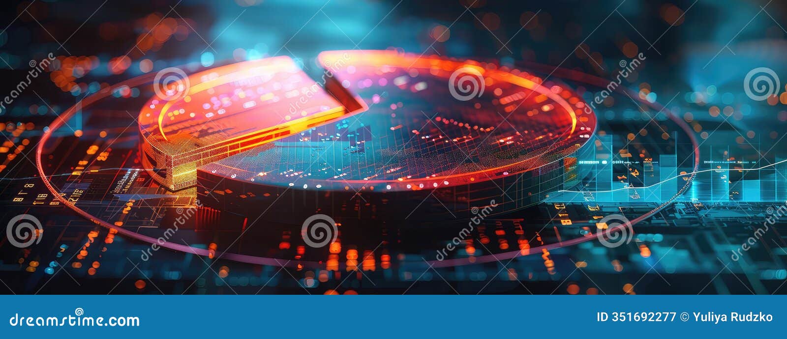 Futuristic Pie Chart Illustrating Income, Expenses, and Savings - a ...