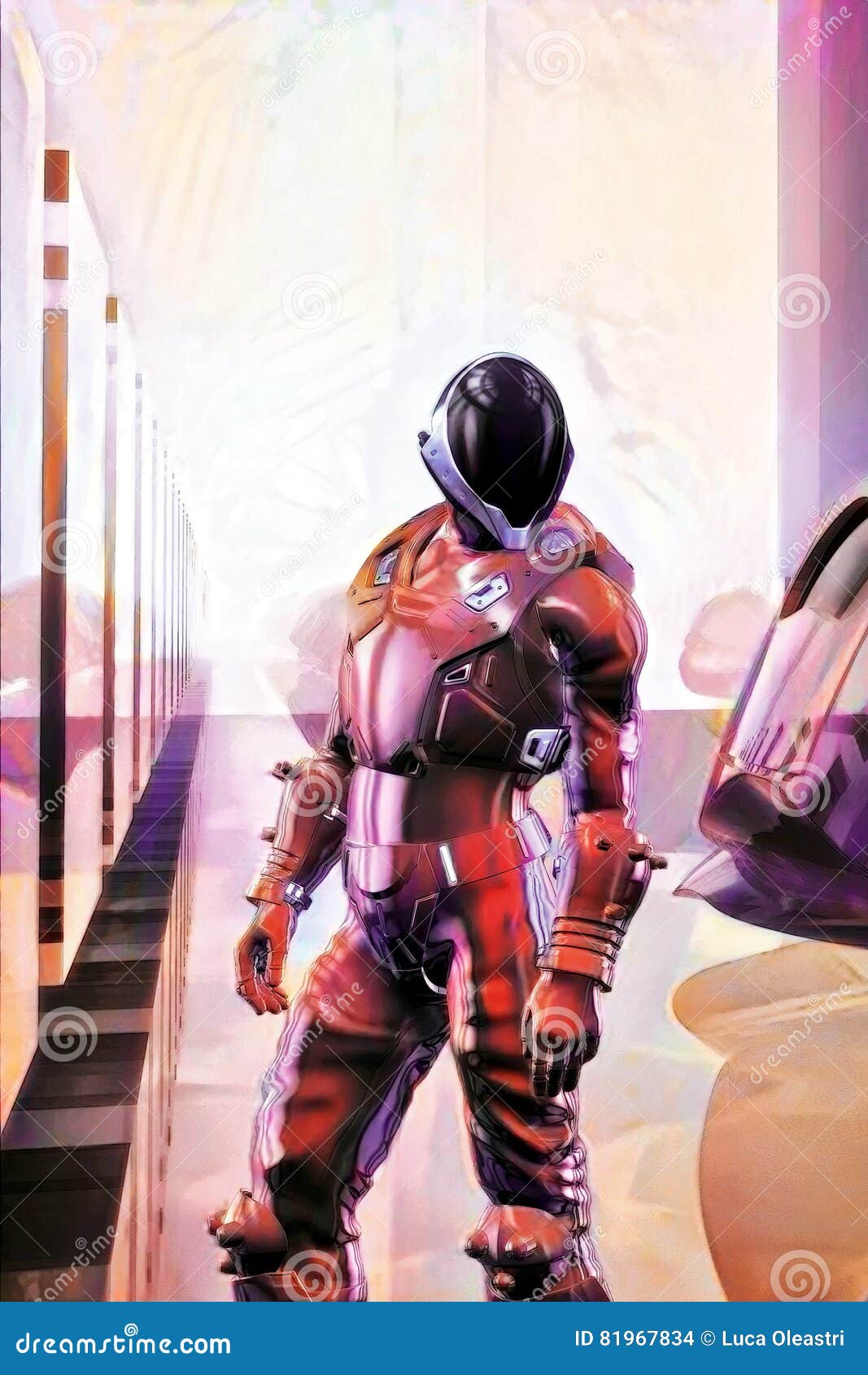 Futuristic pilot painted stock illustration. Illustration of book ...