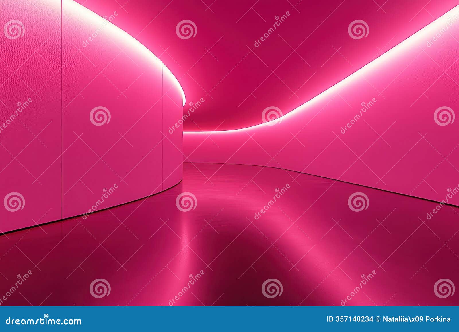 Futuristic Pink Corridor with Neon Lights and Smooth Curved Walls Stock ...