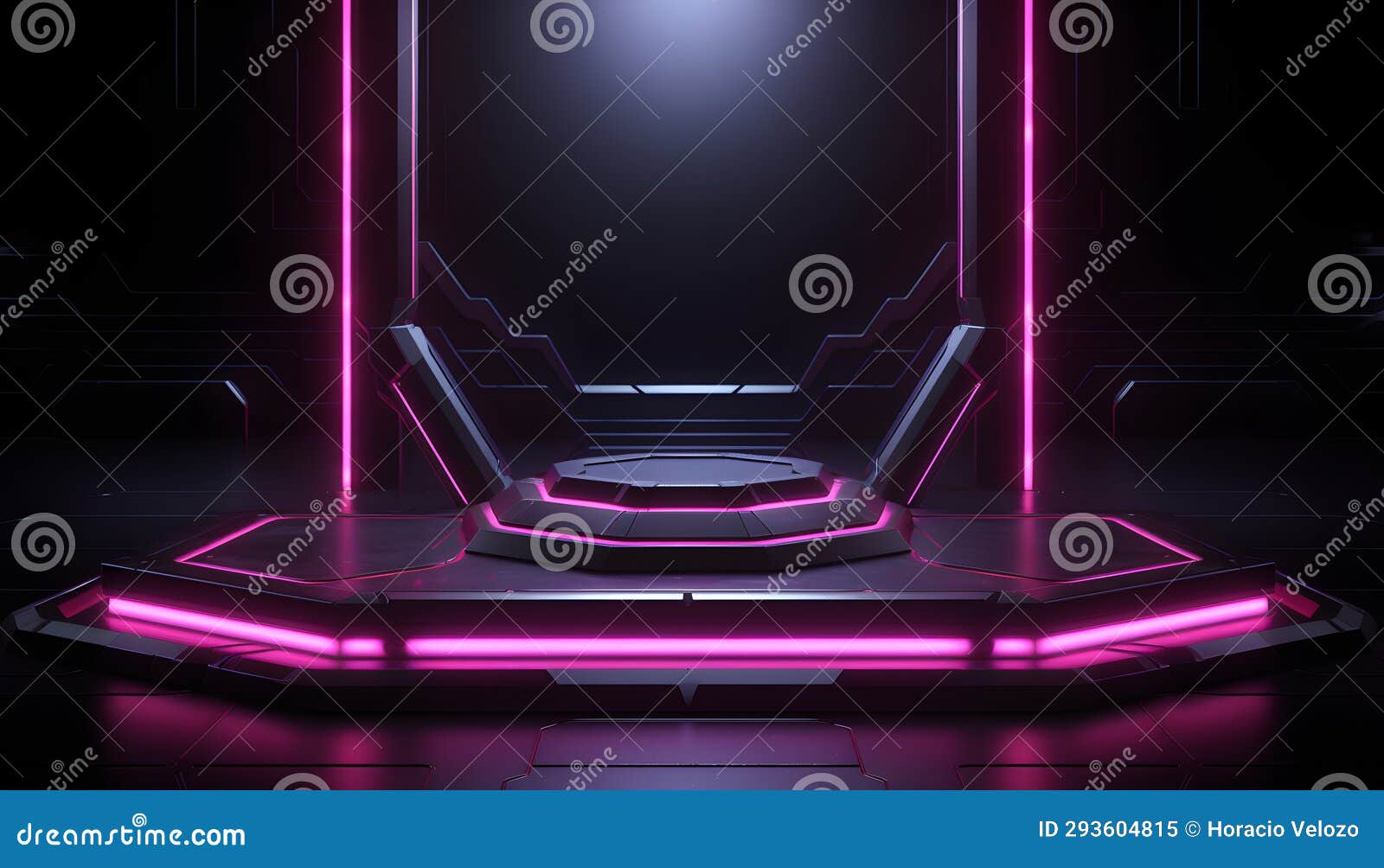 Futuristic Pink Neon Cyberpunk Sci-Fi Platform Podium Background ...