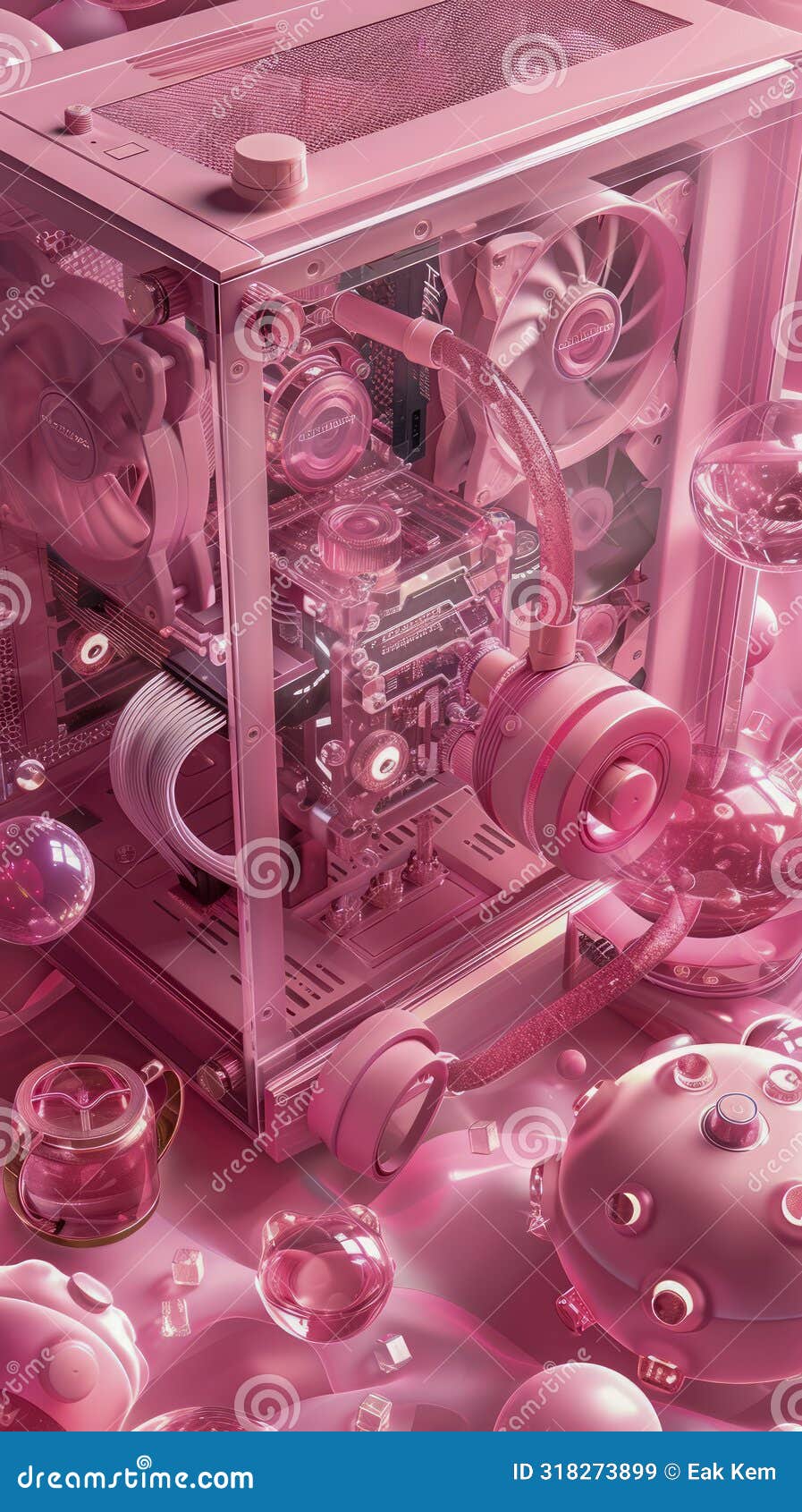 Futuristic Pink Themed Custom Gaming PC with Liquid Cooling Setup ...