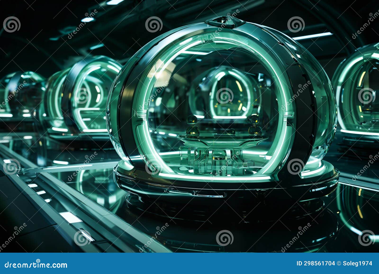Futuristic Place with Road and Spheres, Metropolis at Night, with ...