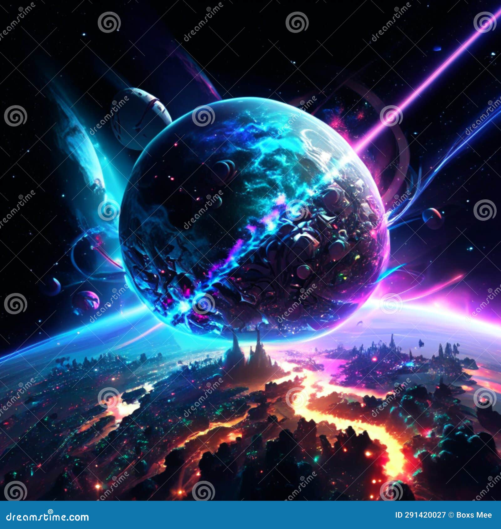 Futuristic Planet in Outer Space. 3d Rendering Illustration Stock ...