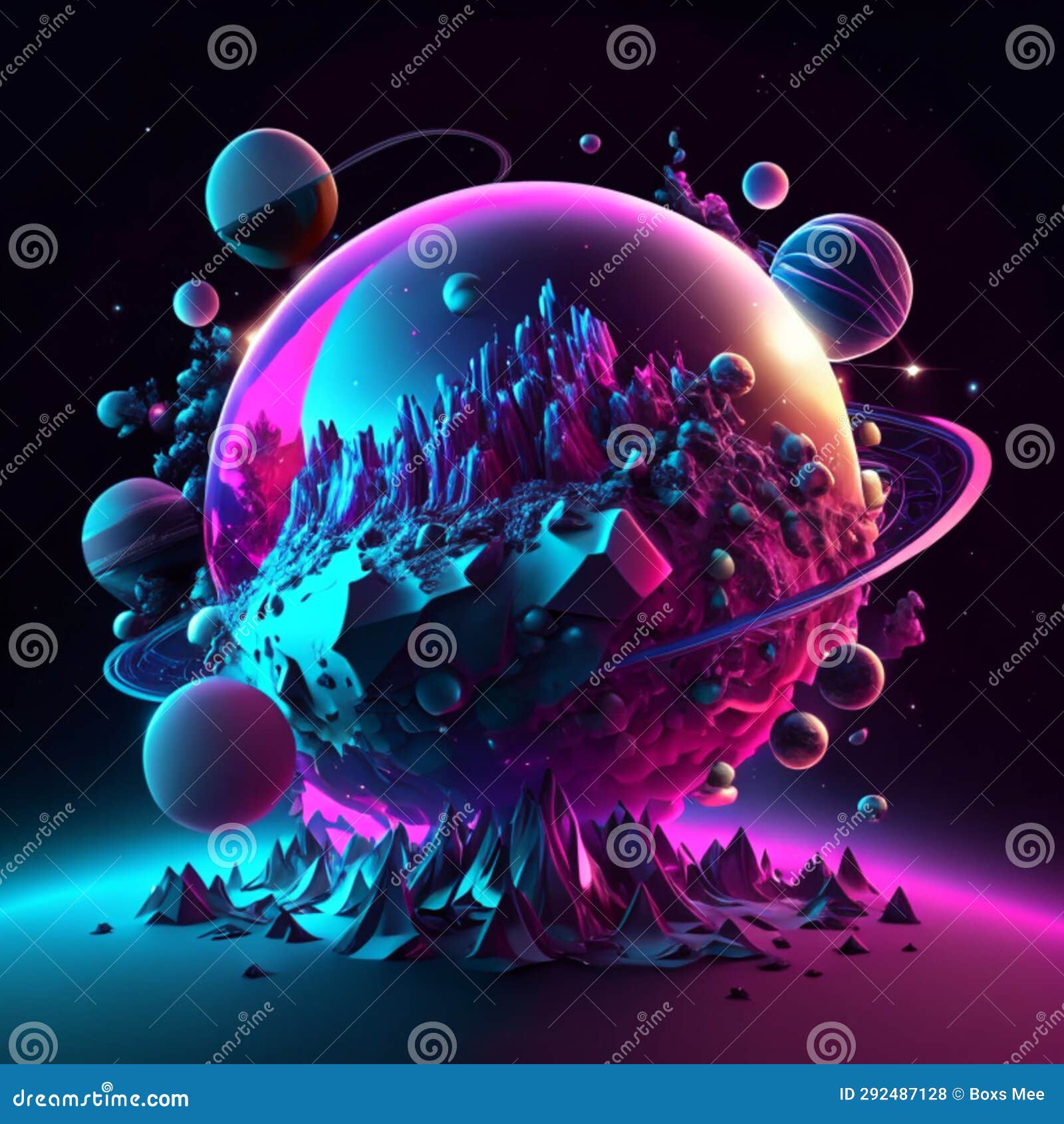 Futuristic Planet in Outer Space. 3d Vector Illustration Stock ...