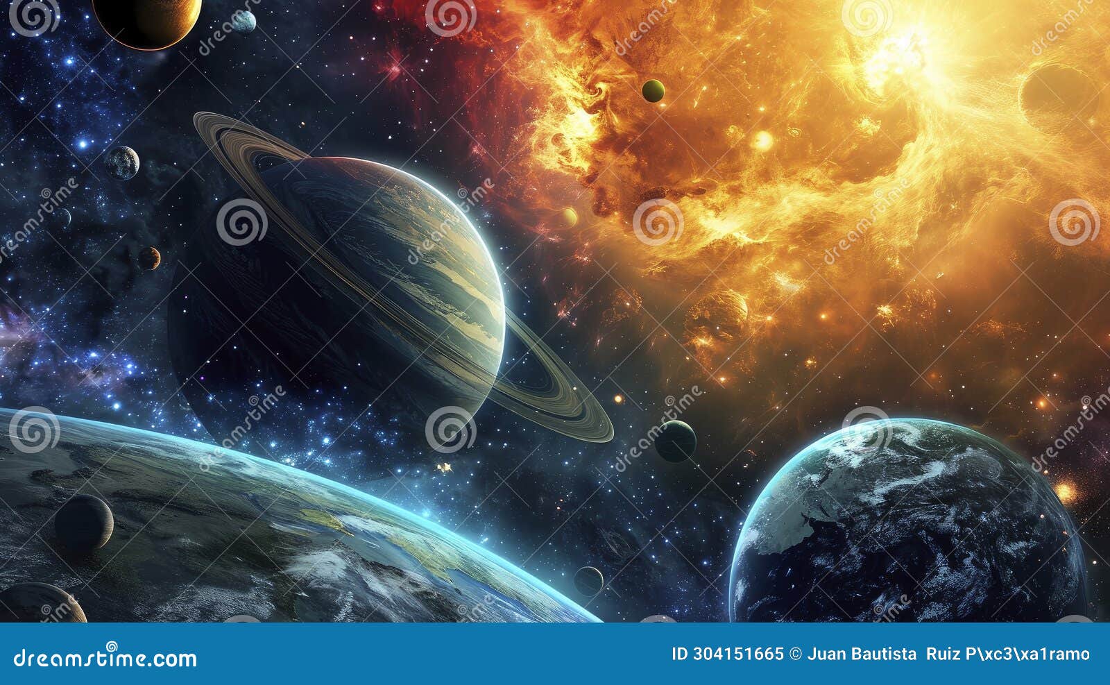Futuristic Planetary Alignment in Alien Terrain. Stock Image - Image of ...