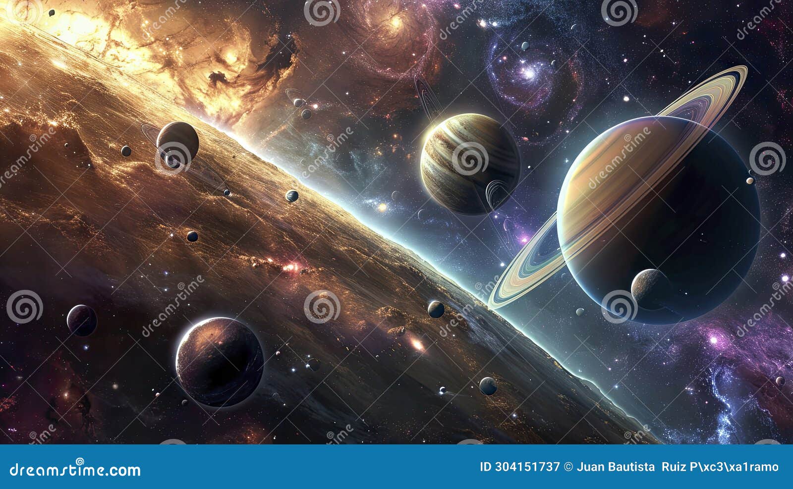 Futuristic Planetary Alignment in Alien Terrain. Stock Image - Image of ...