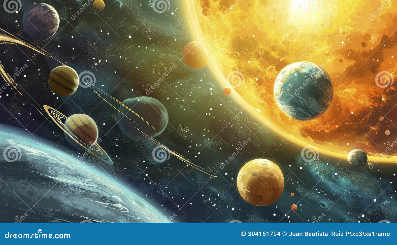 Futuristic Planetary Alignment in Alien Terrain. Stock Photo - Image of ...