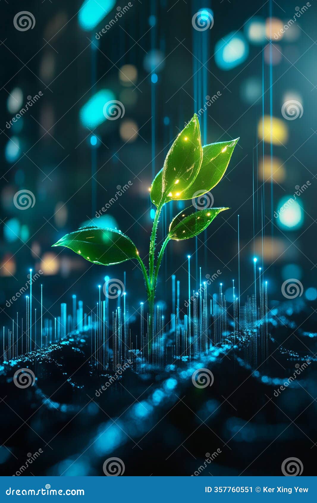Futuristic Plant Growth in Digital Ecosystem, Nature and Technology ...