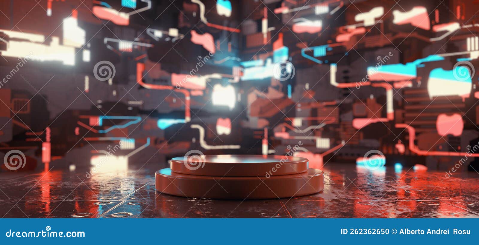 Platform in a Futuristic and Colorful Background Stock Illustration ...