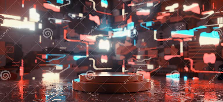 Platform in a Futuristic and Colorful Background Stock Illustration ...