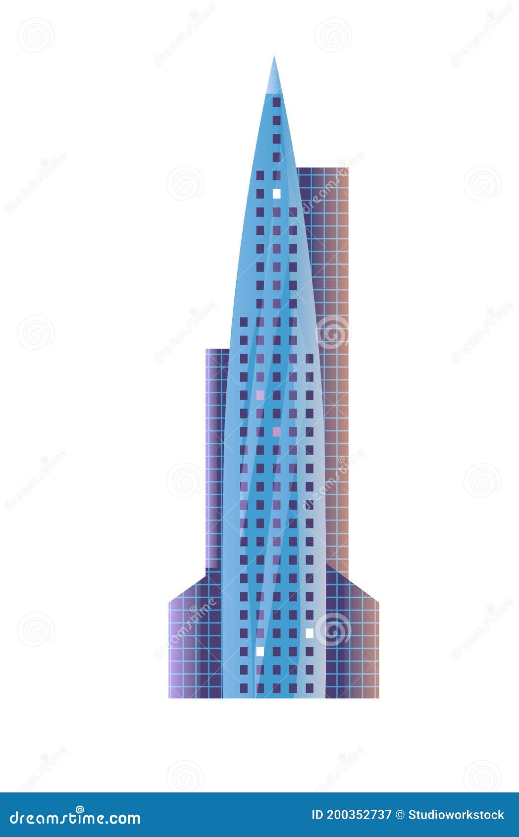 Futuristic Pointed Skyscraper Rocket Shaped Exterior Stock Vector ...