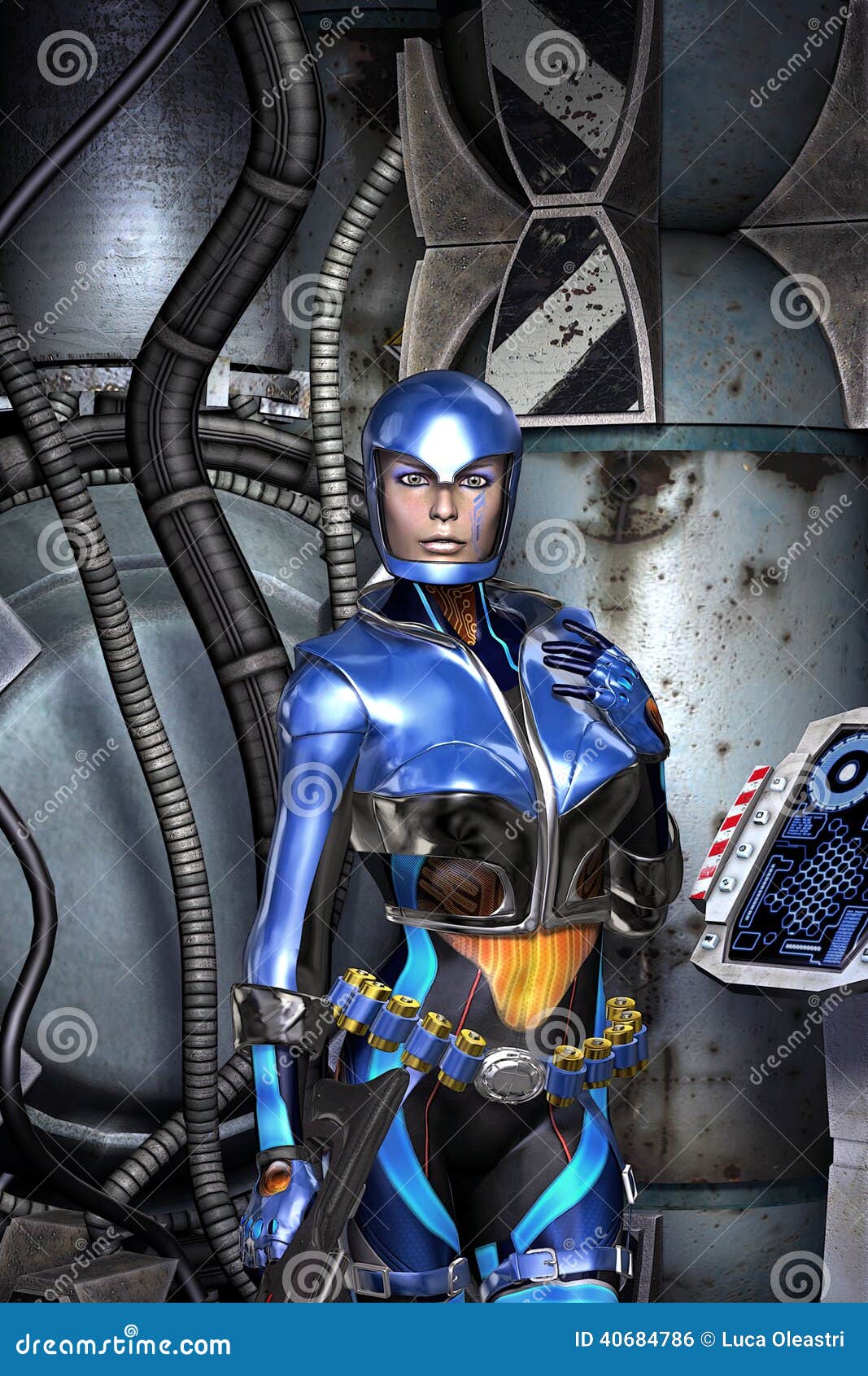 Futuristic police girl stock illustration. Illustration of spacecraft ...