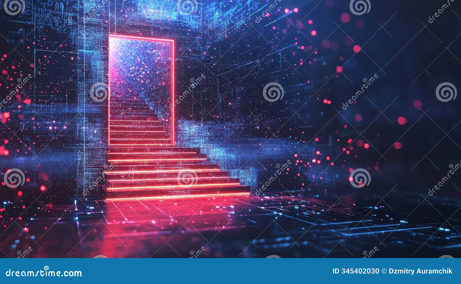 A Futuristic Polygonal Style Led into the Future, Forming a Glowing ...