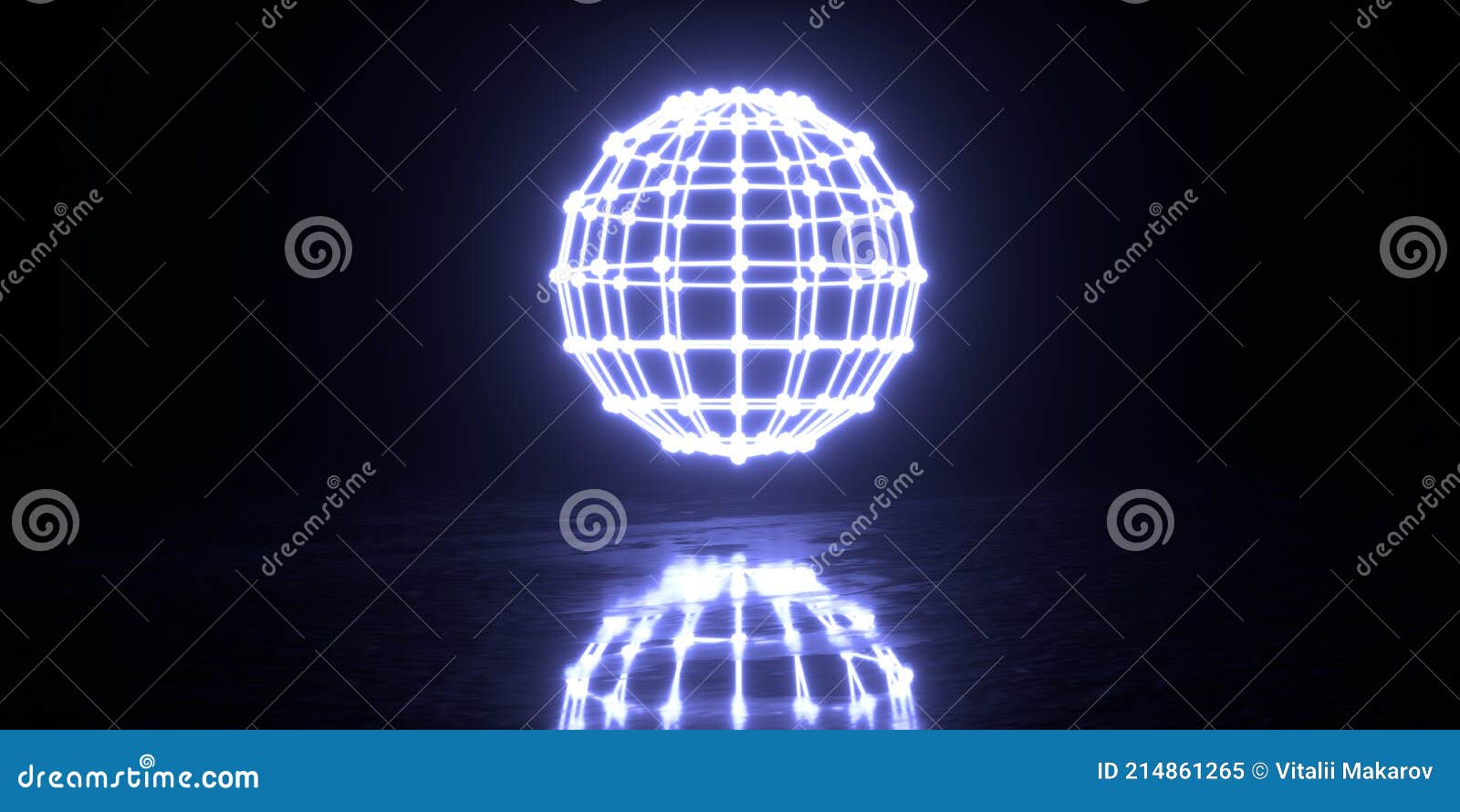 A Futuristic Portal in the Form of a Glowing Sphere. 3d Rendering Stock ...
