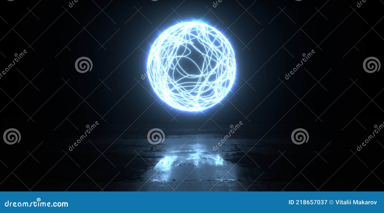 A Futuristic Portal in the Form of a Glowing Sphere. 3d Rendering Stock ...