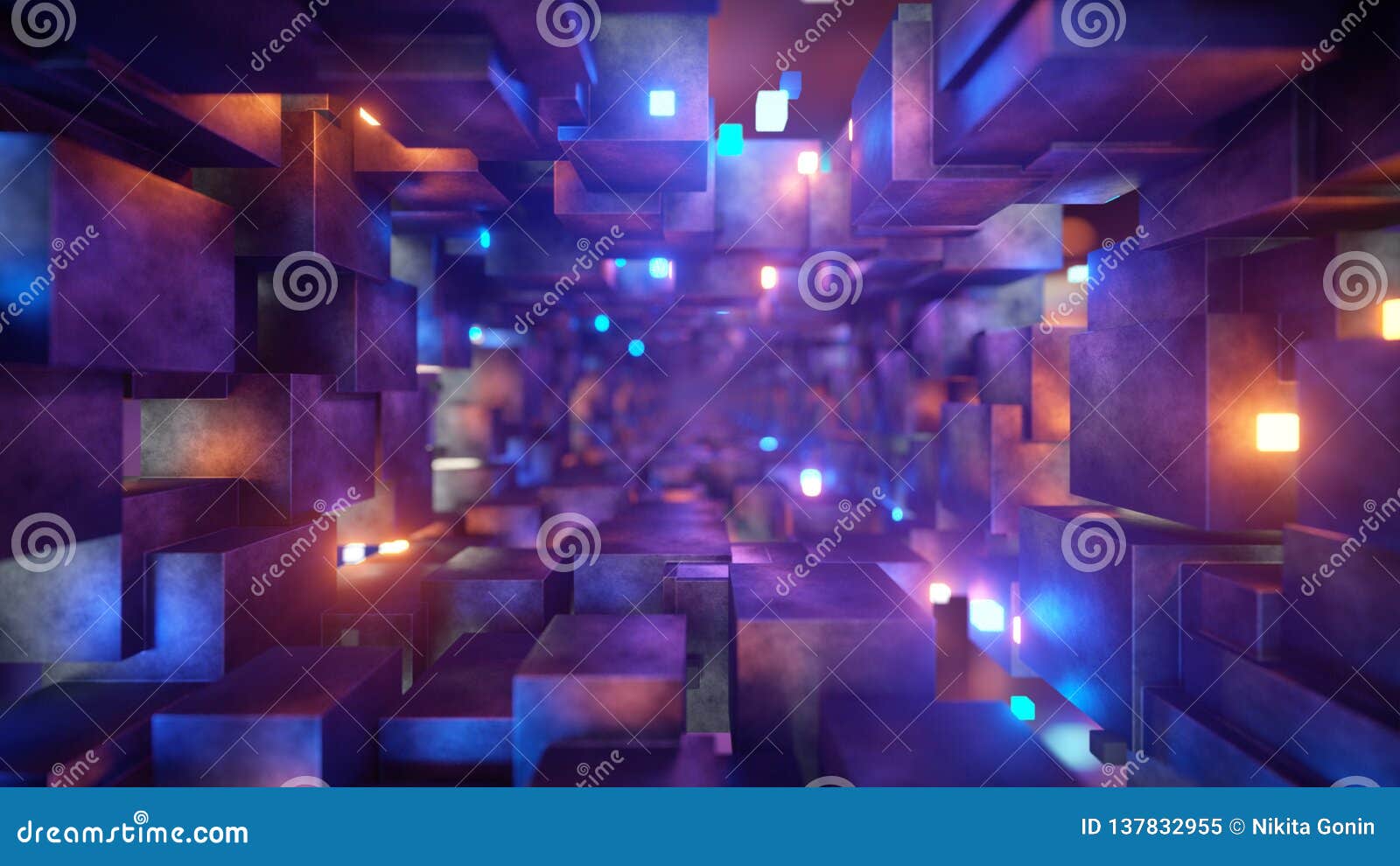 Futuristic Portal with Glowing Lights 3D Rendering Stock Illustration ...
