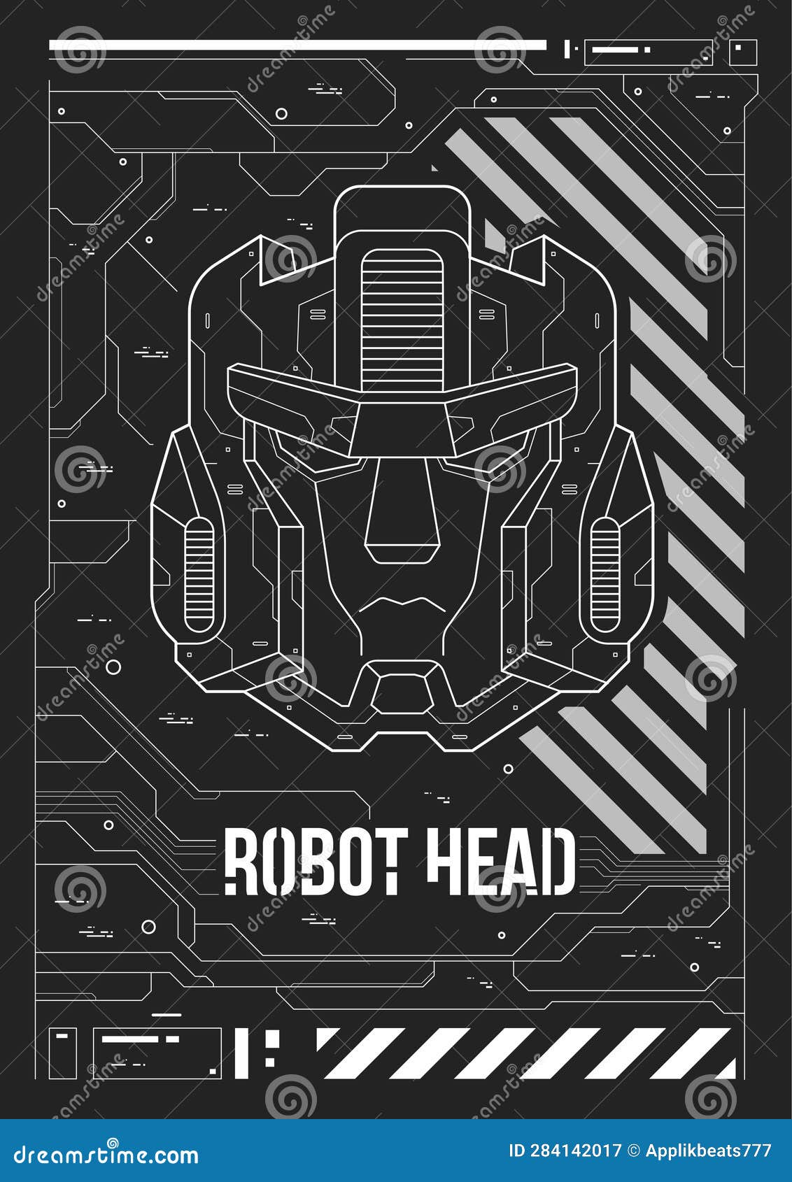 Futuristic Poster with a Robot Head. Template for Web and Print Stock ...