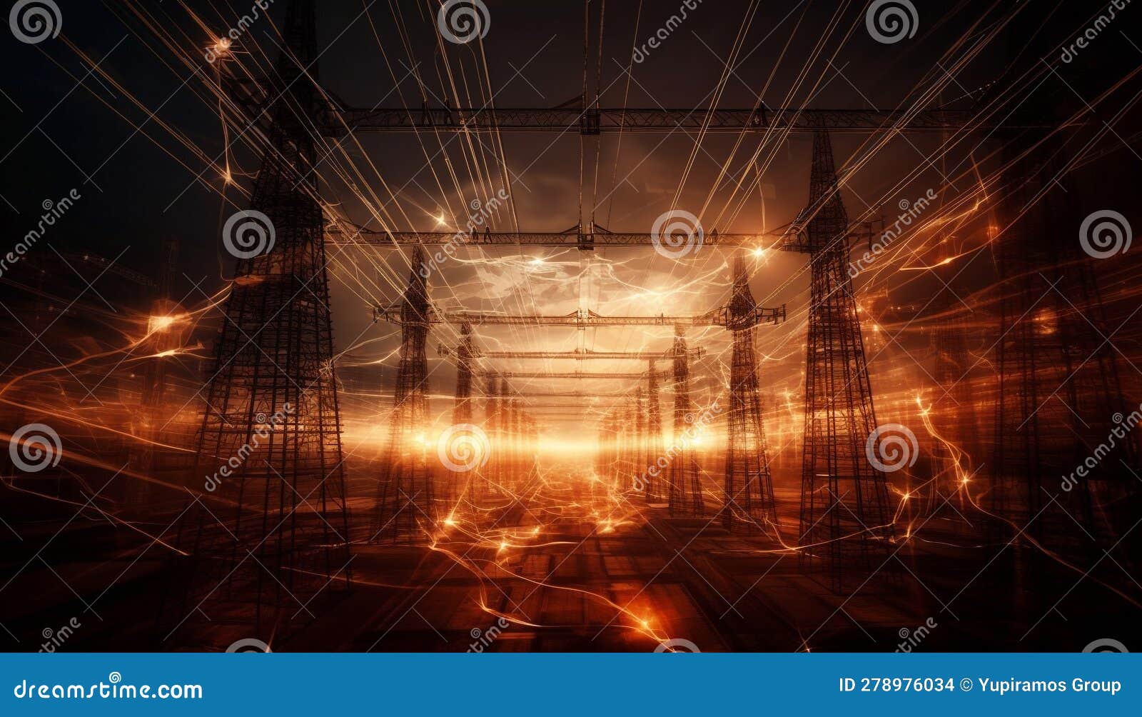 The Futuristic Power Grid Illuminates the Dark Night with Electricity ...