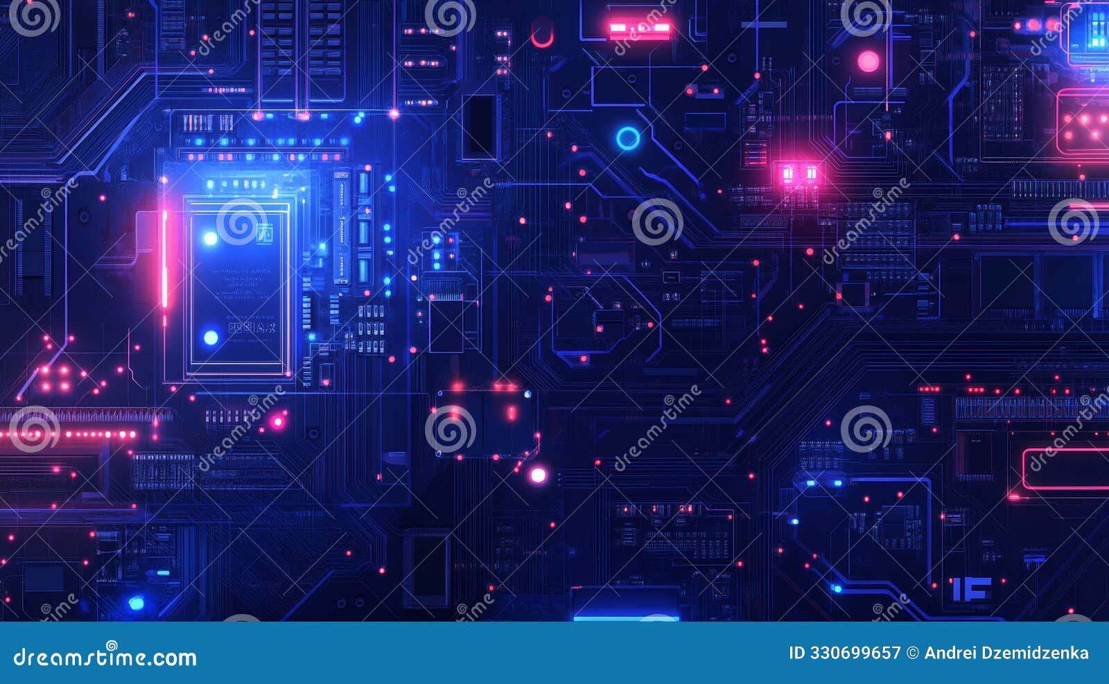 A Futuristic Printed Circuit Board Wallpaper. 3D Illustration of an ...
