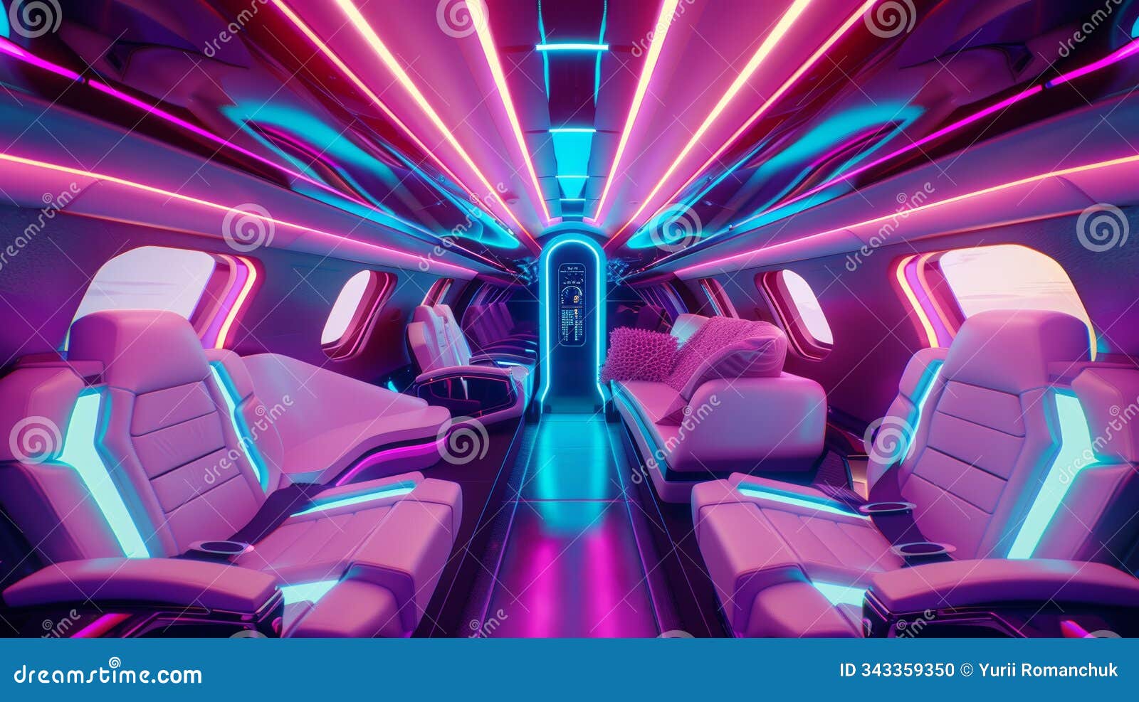 Futuristic Private Jet Cabin Opulent Design With Sleek Furnishings And ...