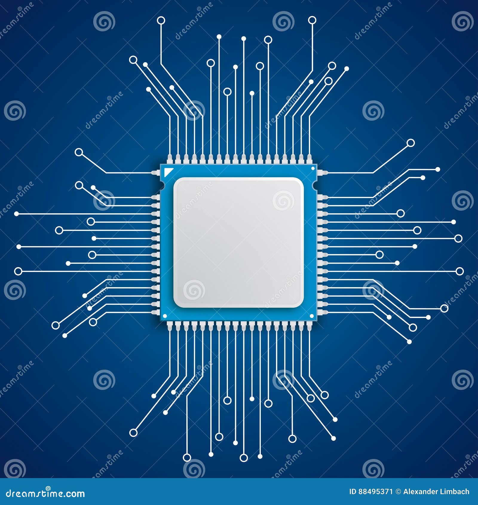 Futuristic Processor Circuit Board Blue Background Stock Vector - Illustration of diagram ...