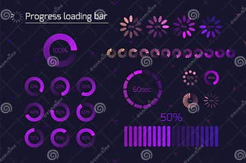 Futuristic Progress Loading Bar Icons. Set of Indicators. Download ...