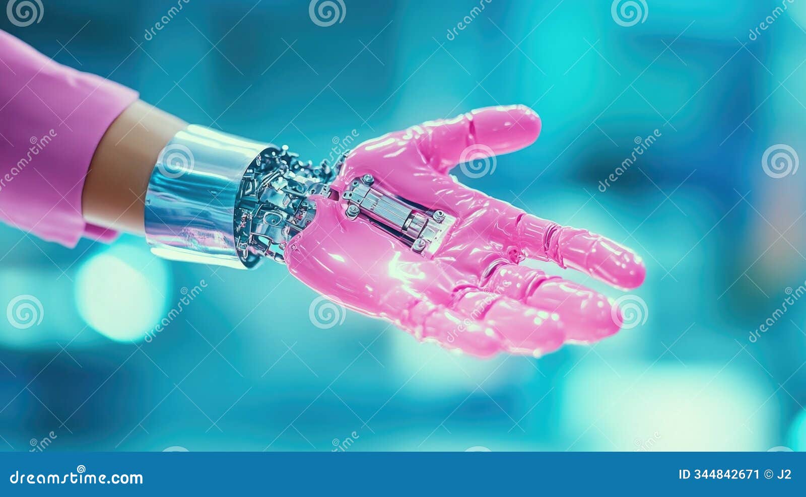 Futuristic Prosthetic Limb With Glowing Elements In Chaotic Abstract ...