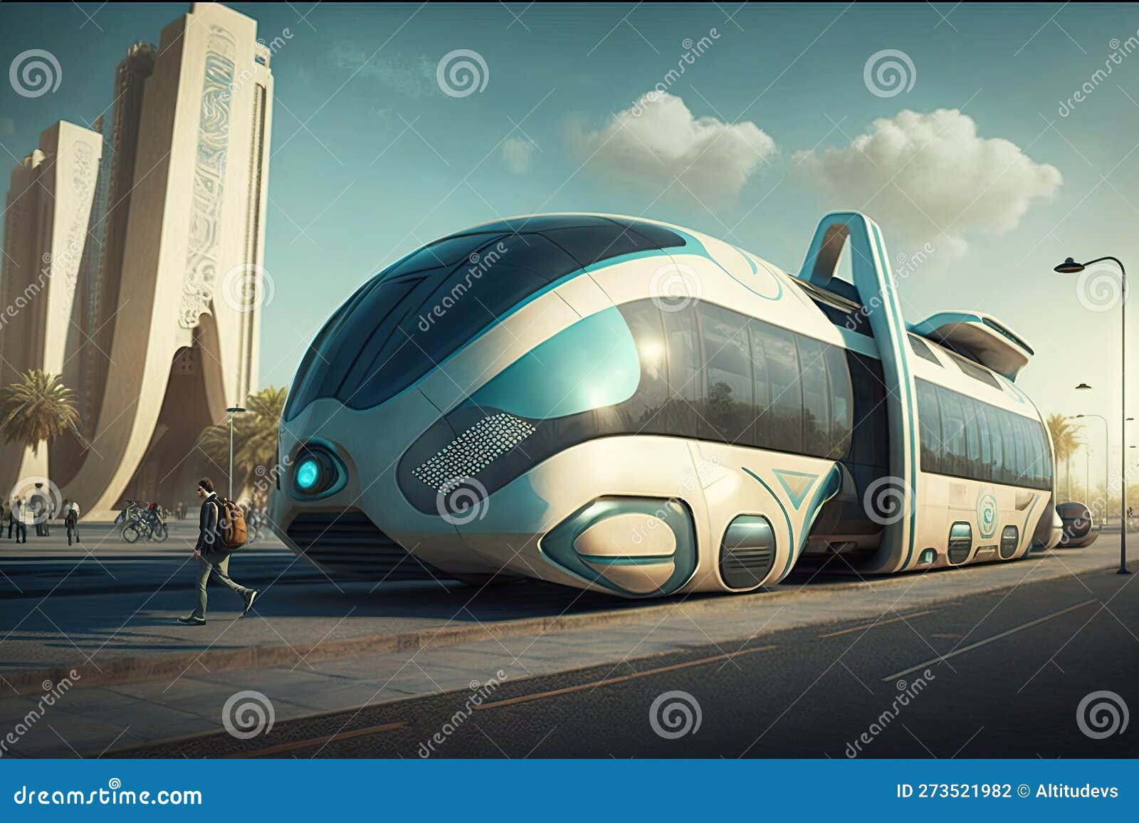 Futuristic Public Transit System, with Driverless Vehicles and Smart ...