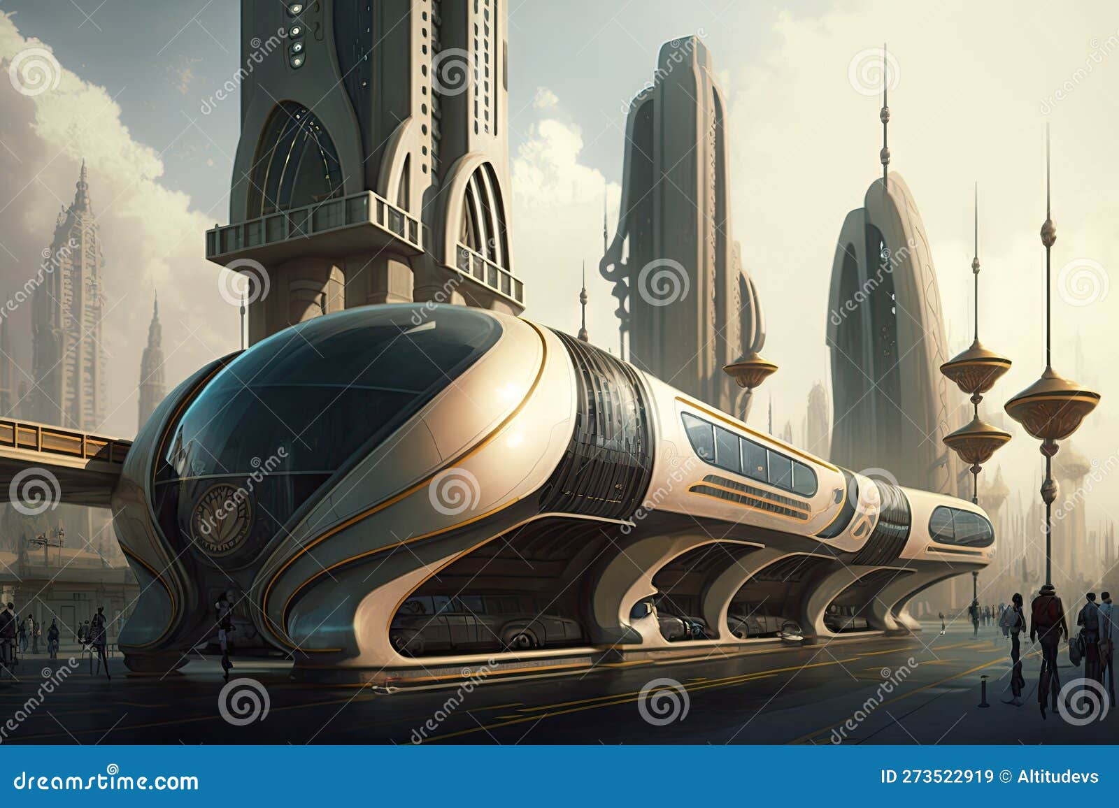 Futuristic Public Transportation System, with Sleek and Streamlined ...