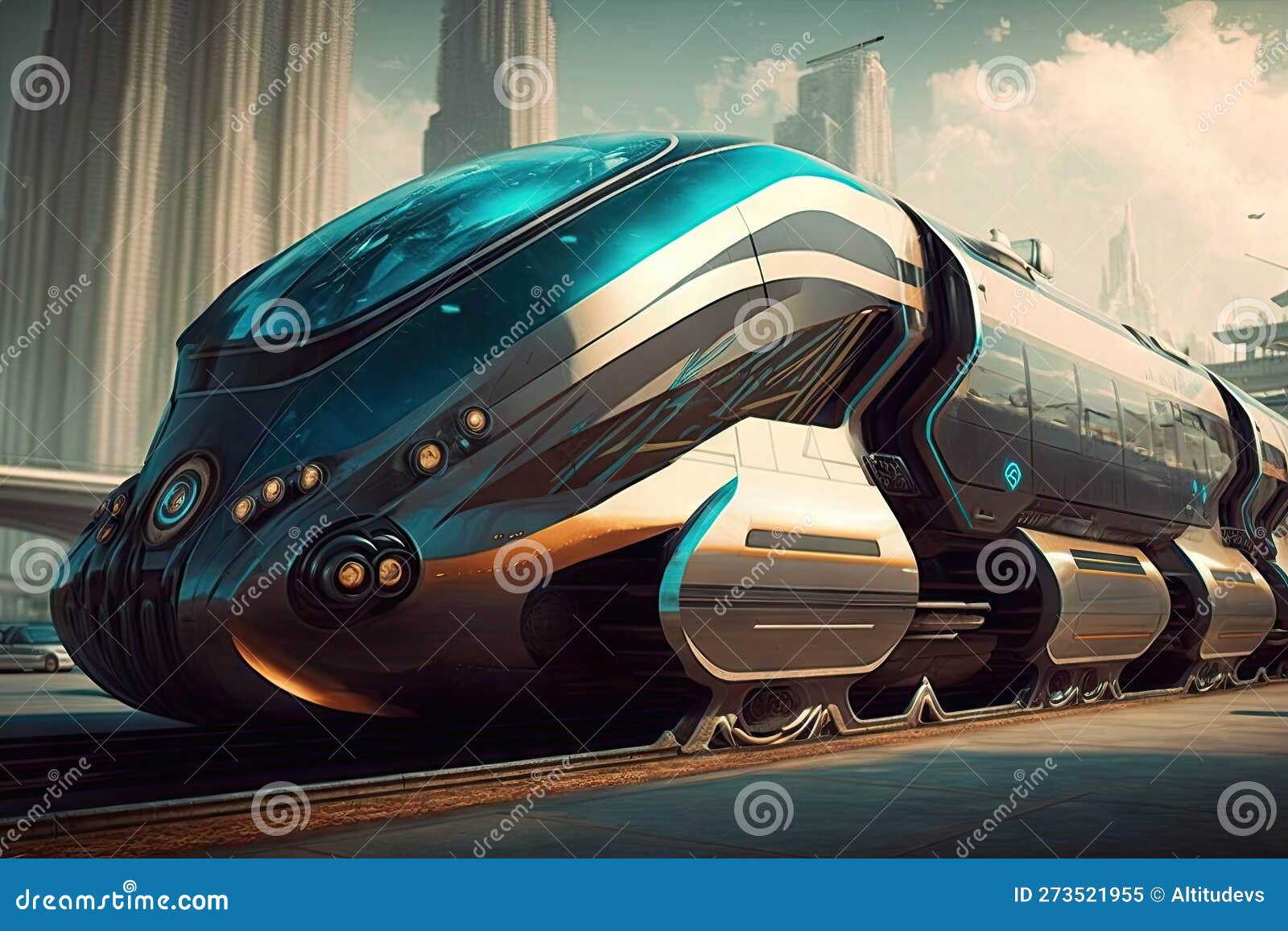 Futuristic Public Transportation System, with Sleek Vehicles and ...