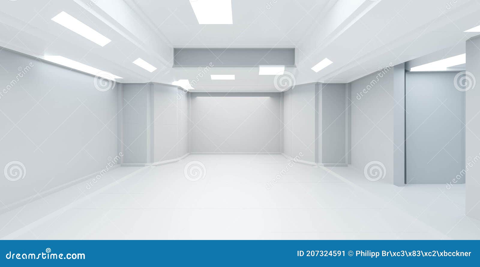 Futuristic Puristic Modern White Building Interior Hallway 3d Render ...