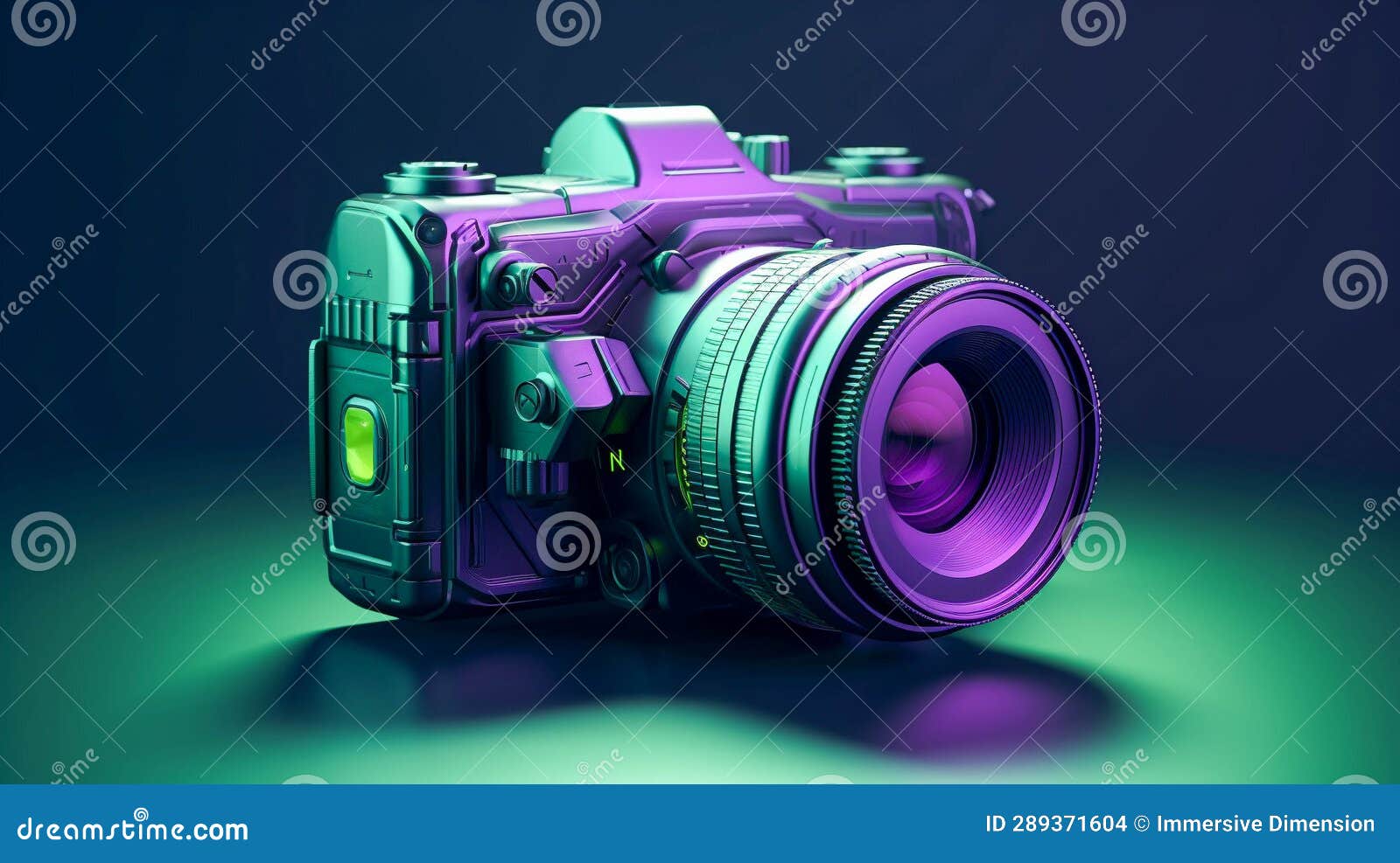 Futuristic Purple and Green 3D Camera. Hi Tech Video Camera. Futuristic ...