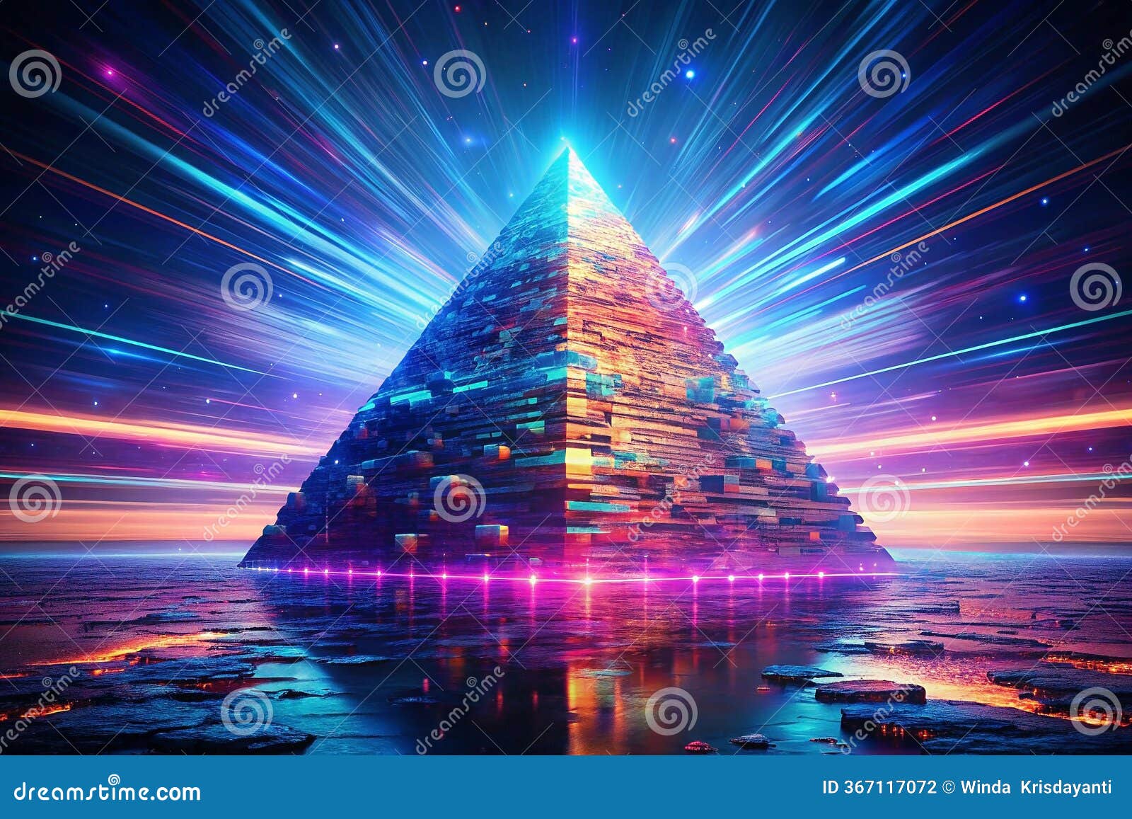 Futuristic Pyramid In The Desert AI Generated Stock Illustration ...