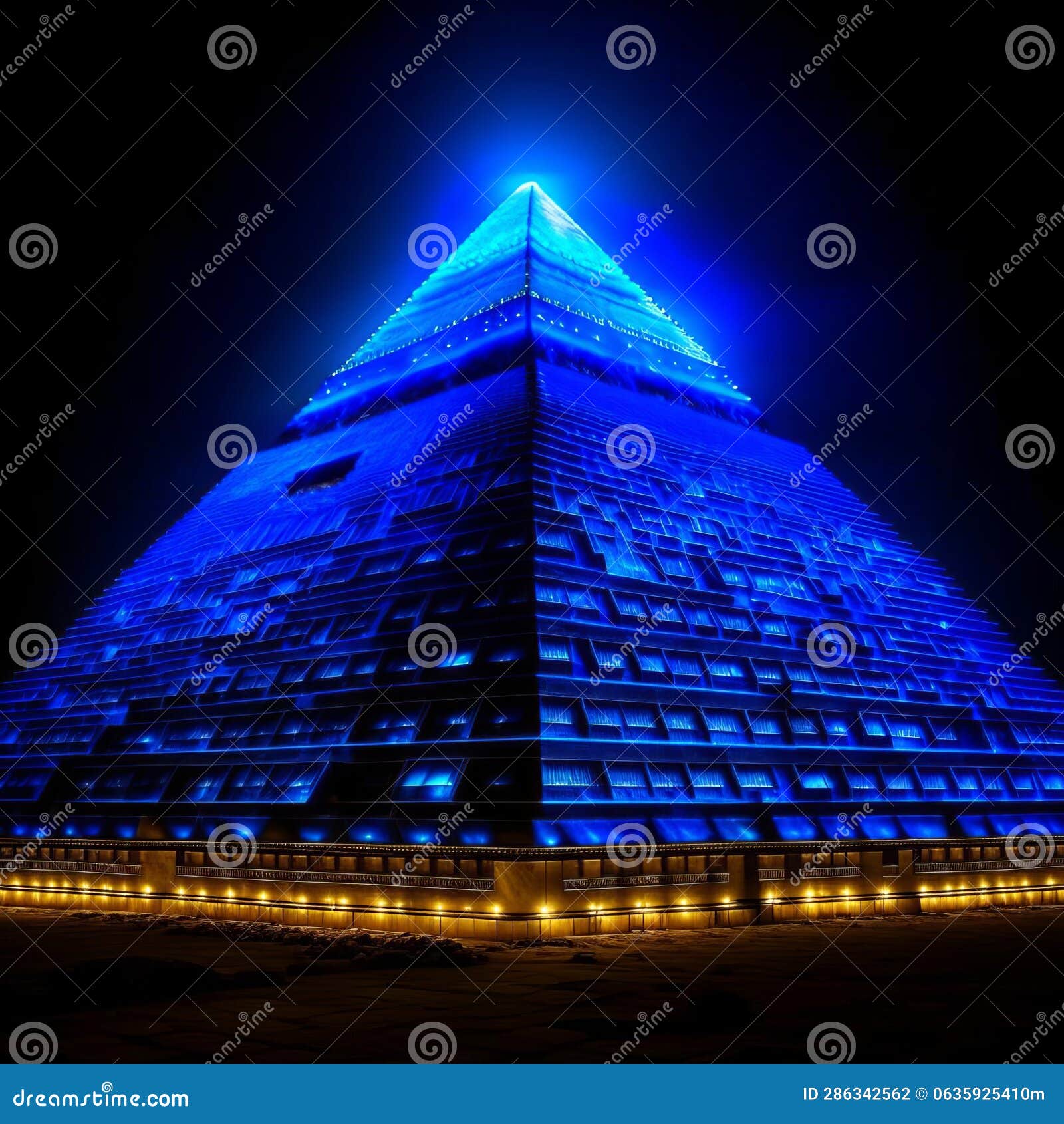 Futuristic Pyramid Glow Blue. Stock Illustration - Illustration of ...