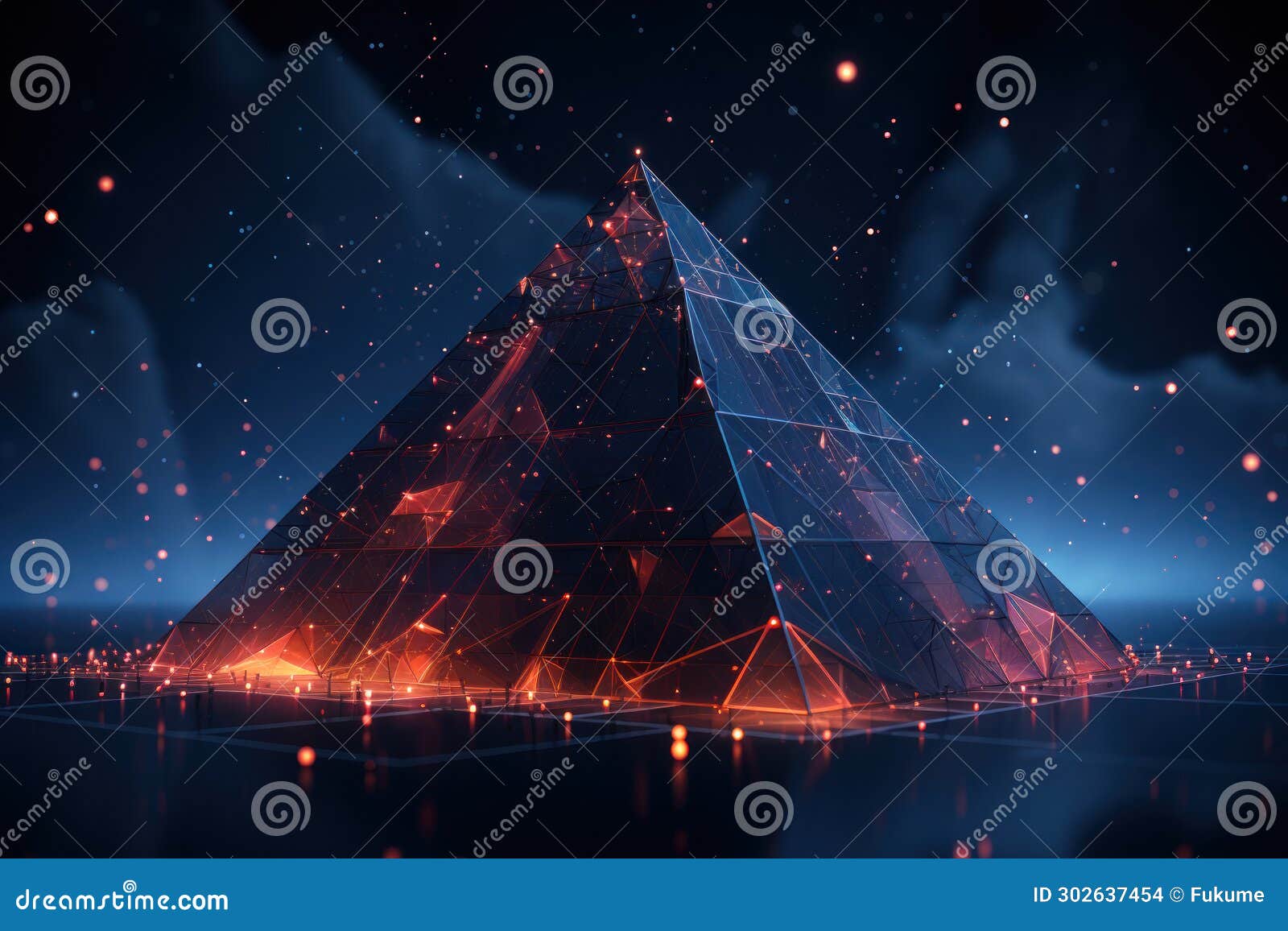 Futuristic Pyramid Structure Under Starry Sky. Stock Photo - Image of ...