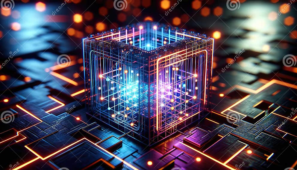 Futuristic Quantum Computer Concept with Glowing Neon Lights, AI ... Futuristic Quantum Computer Concept with Glowing Neon Lights, AI ...
