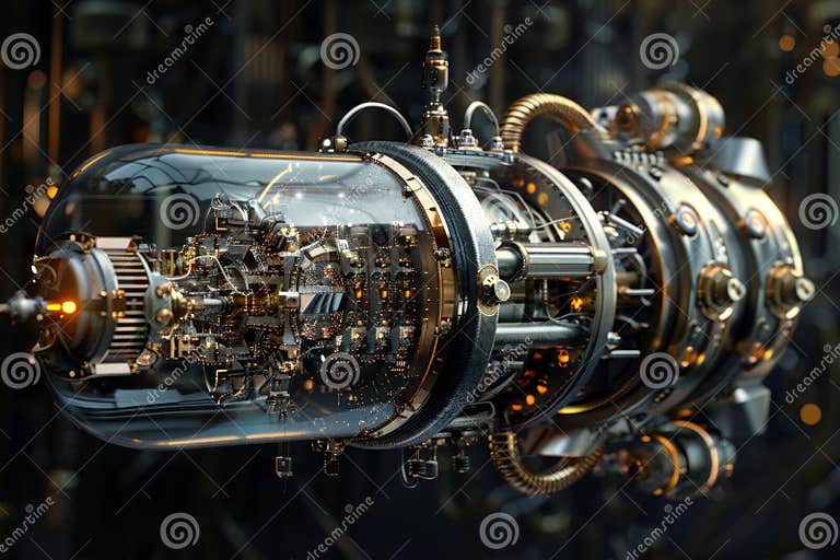 Futuristic Quantum Computer Core Concept Stock Illustration ...