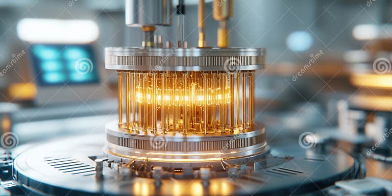 Futuristic Quantum Computer Core Glowing with Intricate Details and ...