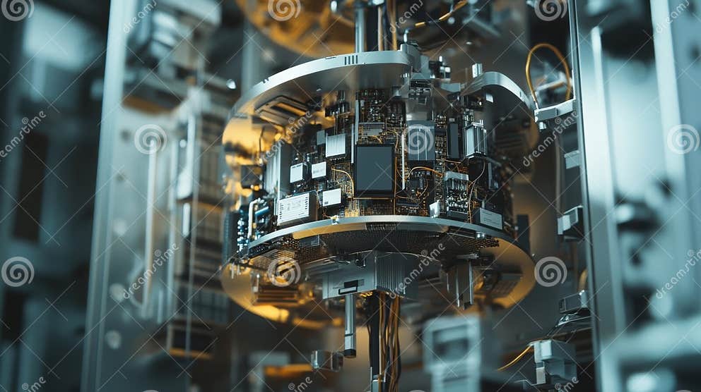 Futuristic Quantum Computer Processing Data in Complex Server Room Stock Image - Image of ...