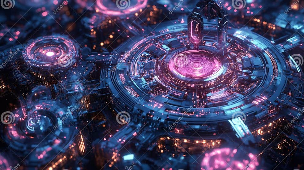 Futuristic Quantum Computer Processing Data in Complex System Stock ...