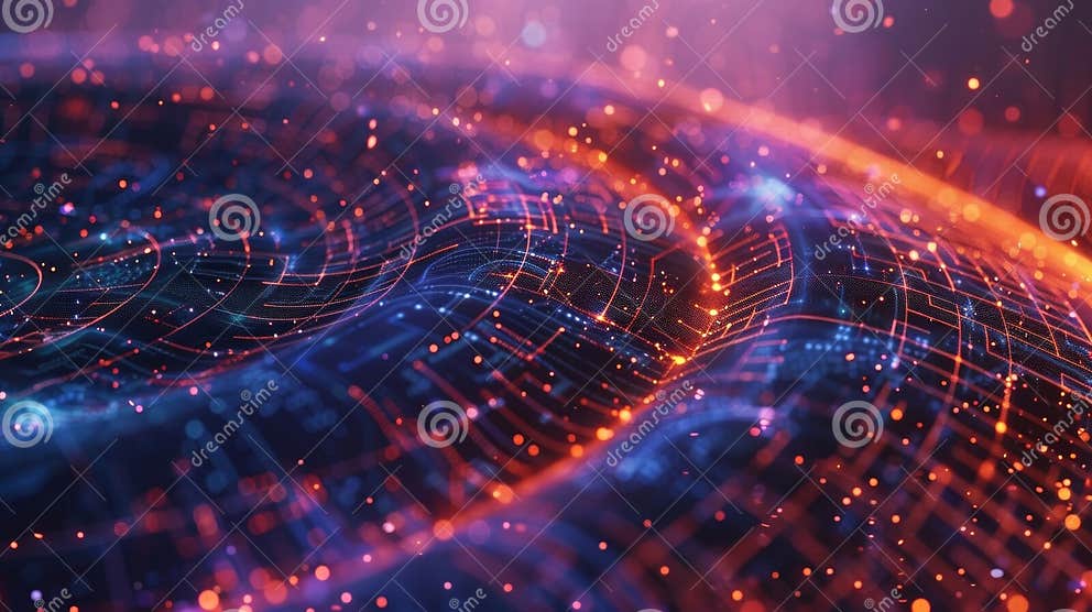 Futuristic Quantum Computing Technology Creating Digital Wave Stock ...