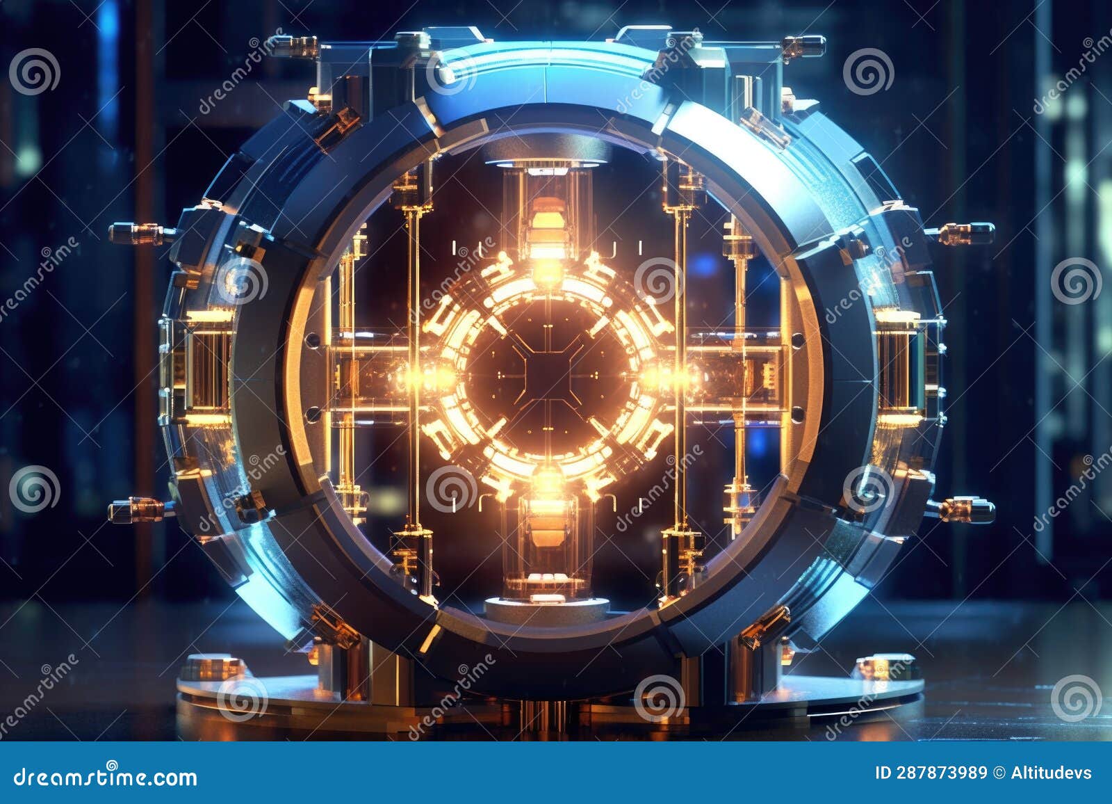 Futuristic Quantum Core with 3d Rendered Elements Stock Illustration ...