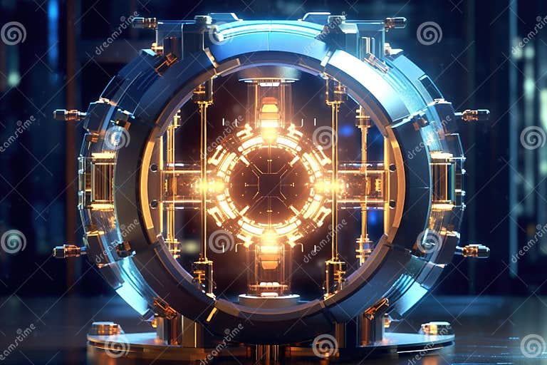 Futuristic Quantum Core with 3d Rendered Elements Stock Illustration ...
