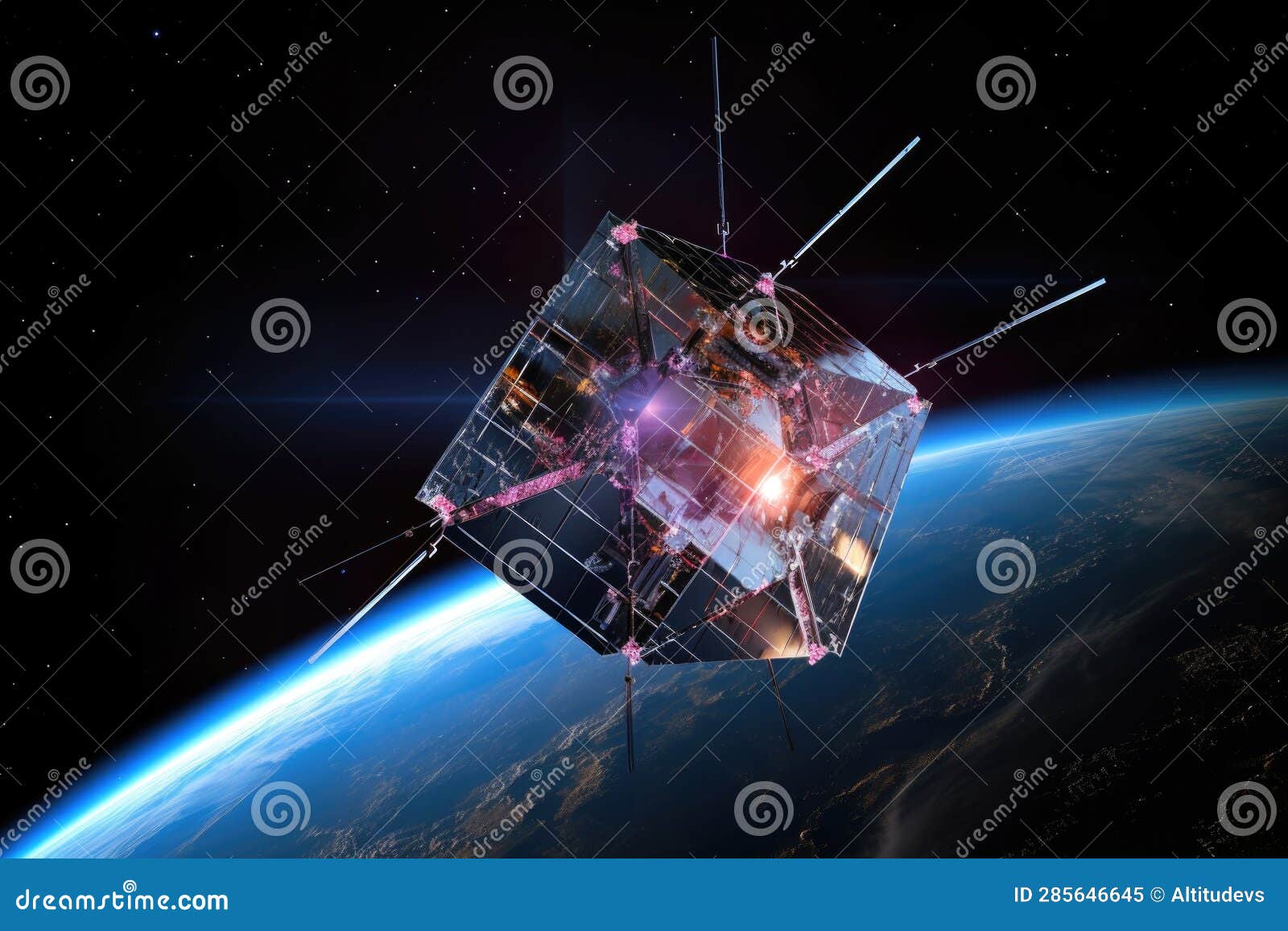 Futuristic Quantum Radar Satellite in Space Stock Image - Image of ...