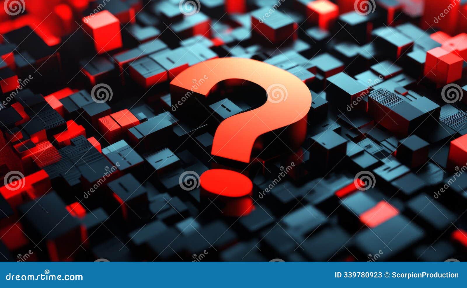 Futuristic Question Mark Over Black and Red 3D Geometric Background ...
