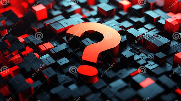 Futuristic Question Mark Over Black and Red 3D Geometric Background ...
