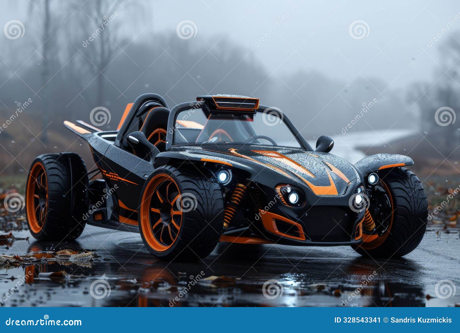 Futuristic Racing Car Design in Orange and Black. Generative AI. Stock ...