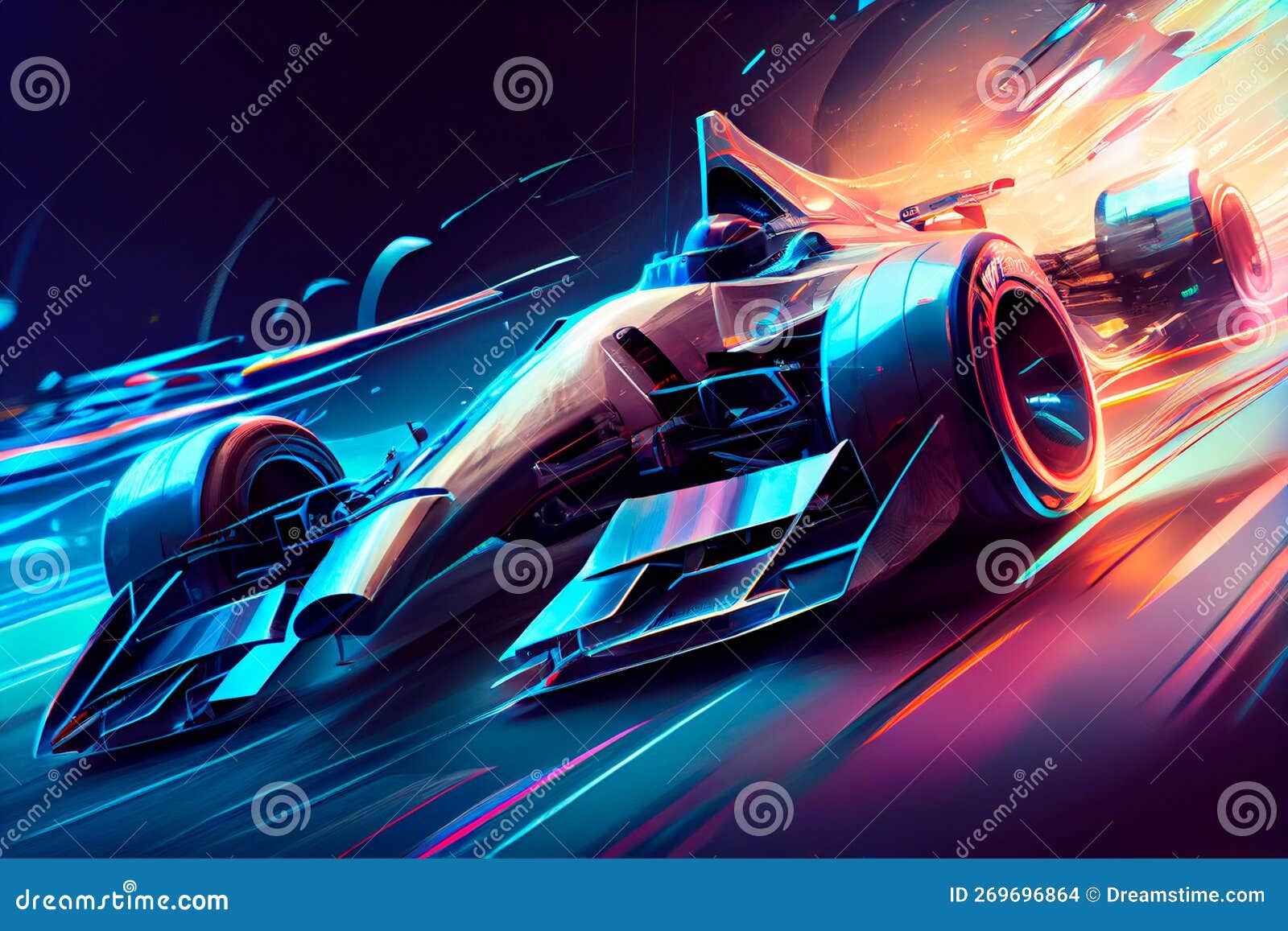 Futuristic Racing Formula at Fast Ride To Finish. Generative AI Stock ...